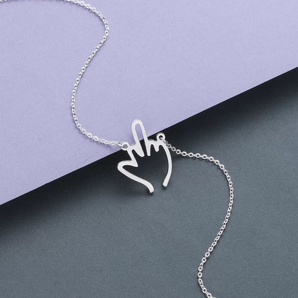 Jewelry | New Silver Middle Finger Fu Necklace | Poshmark